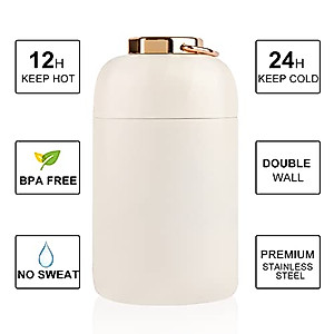 19oz Insulated Stainless Steel Food Jar, Hot And Cold Anti-scald Soup Container With Folding Spoon, Office Insulated Mug, Lunch Cup For Adults And Students To Carry(White)