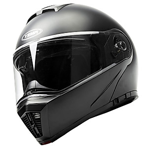 Motorcycle Modular Flip-up Helmet DOT and ECE Approved - YEMA YM-929 Motorbike Casco Moto Bike Racing Helmet with Sun Visor for Adult,Youth Men and Women - Black,M