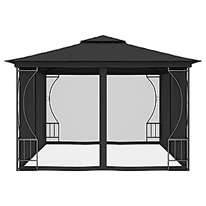 CHARMMA Aluminum Gazebo, Galvanized Steel Roof Metal Gazebo with Aluminum Frame, Patio Gazebo with Curtains and Netting for Patios, Gardens, Lawns 9.8'x13.1'x8.7' Anthracite