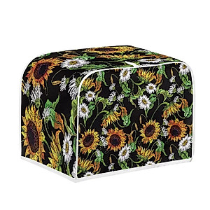 Doojoayie Sunflowers and Daisies 4 Slice Toaster Cover Appliance Cover Microwave Toaster Oven Cover for Kitchen/Keep Toaster Free From Dust And Fingerprint