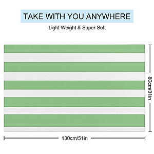 Curdesi Extra Large Beach Towel Classic Stripes Lime Green and White 31" x 51" Soft Beach Towels Quick Dry & Sand Free Towel for Hotel Pool and Bathroom Tub