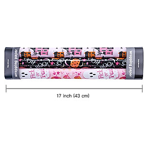 WRAPAHOLIC Halloween Wrapping Paper Roll - Mini Roll - 3 Rolls - 17 Inch x 120 Inch Per Roll - Dark Magic Castle, Ghost, Pumpkin Design for Halloween, Holiday, Party