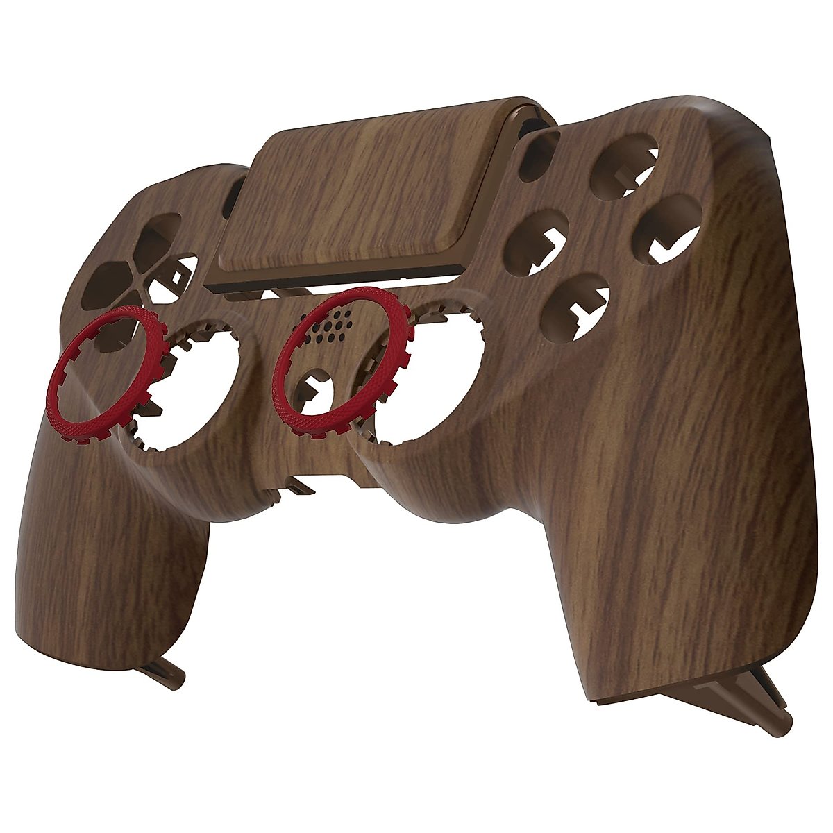eXtremeRate Wood Grain Ghost Replacement Faceplate Touchpad Cover, Redesigned Soft Touch Housing Shell Case Touch Pad Compatible with PS4 Slim Pro Controller JDM-040/050/055 - Controller NOT Included
