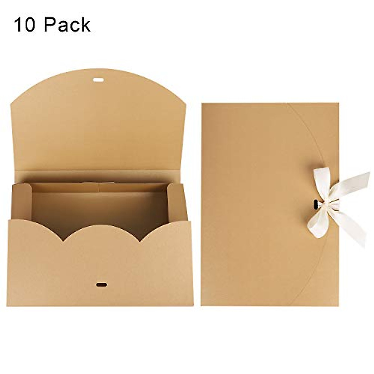 PENINSULA LOVE 10Pack Present Box with Ribbon Bowknot Kraft Paper Gift Bag Underwear Necklace Box Scarf Bag for Wedding Party Valentines Day