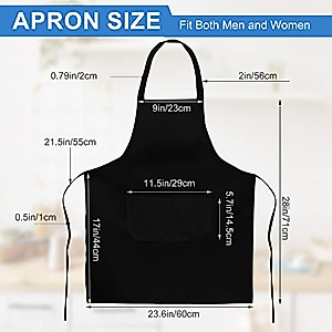 Dwrttow 12 Pack Bib Apron,Black Aprons Bulk,Unisex Black Plain Aprons with 2 Pockets,Blank Apron with Long Ties for Adults Cooking Painting BBQ Grilling Baking Machine Washable,32 x 28 Inch