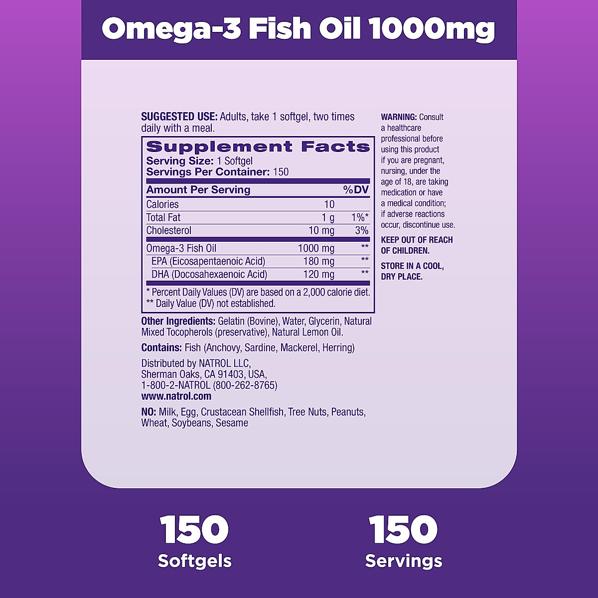Omega-3 1000mg Natrol 150 Softgel