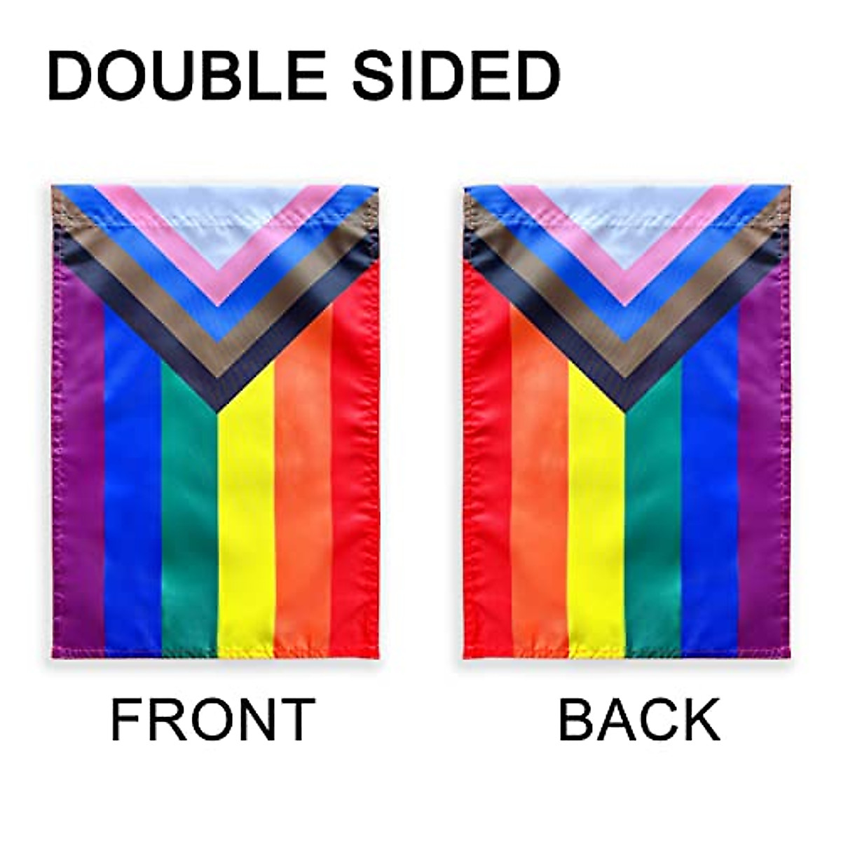 TSMD Progress Pride Garden Flag LGBTQ Inclusive Rainbow Flags Double Sided Outdoor Yard Decorative,12"x 18",2 Pack