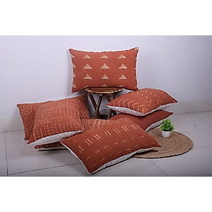 Trade Star Authentic Large Cushion Case Ethnic Luxurious Farmhouse Decor Modern Rustic Home Decor Pillow Cover Mudcloth Throw Pillow Cover (Rust (Solid), 14 X 22 Inch)