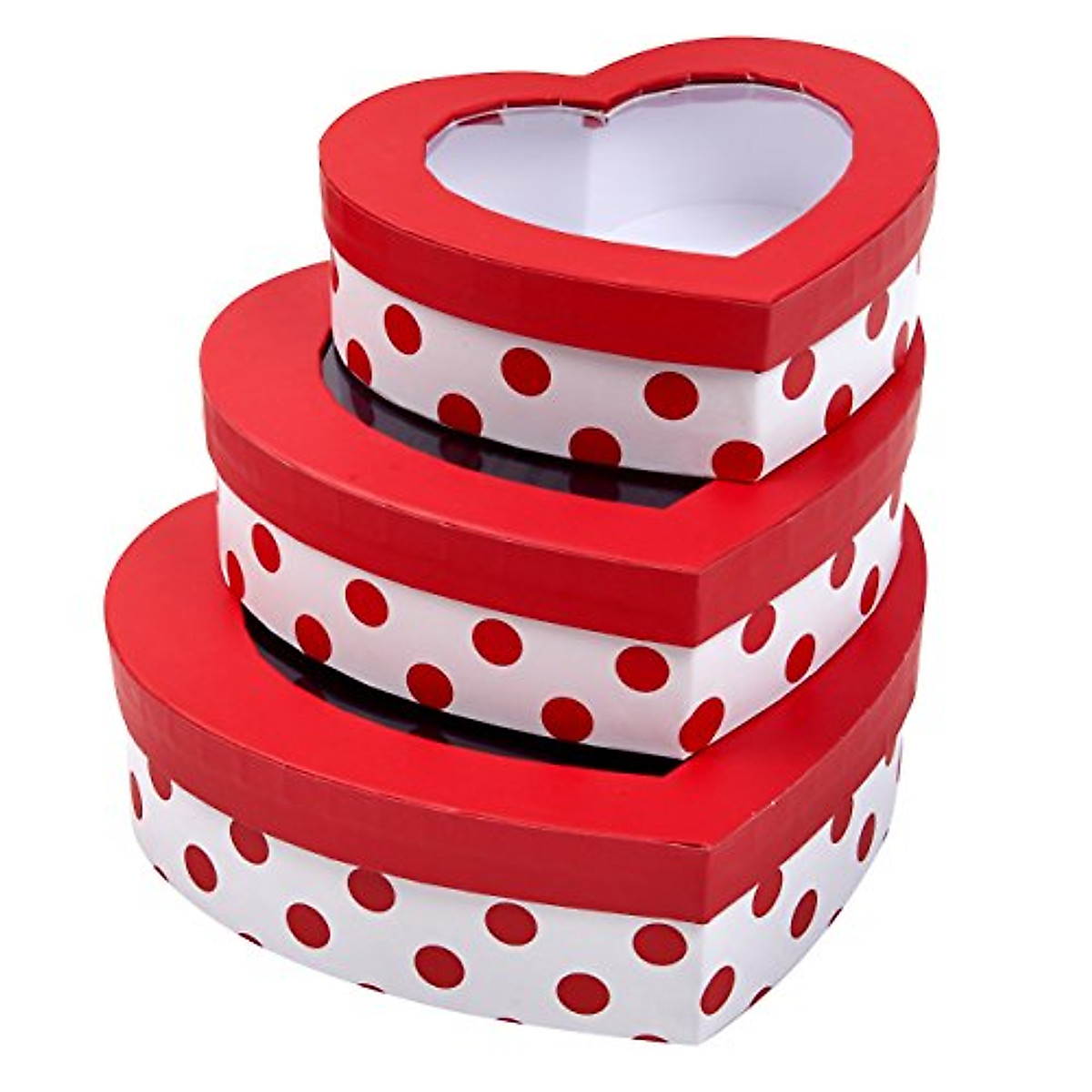 Valentine's Day Heart Shaped Gift Boxes with Window 3 Pack Valentine Hearts Treat Box with Lids Valentines Nesting Cardboard Cookie Box for Gift Giving Holiday Decorative Present Wrapping & Packaging