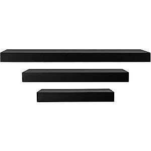 kieragrace Modern Floating-Shelves, Pack of 3, Black, 3 Count