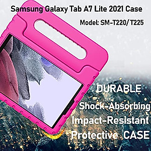 LTROP Kids Case for Samsung Galaxy Tab A7 lite 8.7 Inch 2021 SM-T220/T225, Galaxy Tab A7 Lite 8.7 Case, Shockproof Convertible Handle Stand Cover Case for Samsung Galaxy Tab A7 Lite 8.7” 2021, Rose