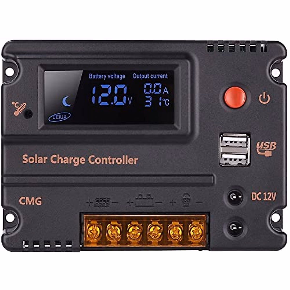 CMG 20A 12V 24V Solar Charge Controller Auto Switch LCD Solar Panel Battery Regulator Charge Controller Overload Protection Temperature Compensation