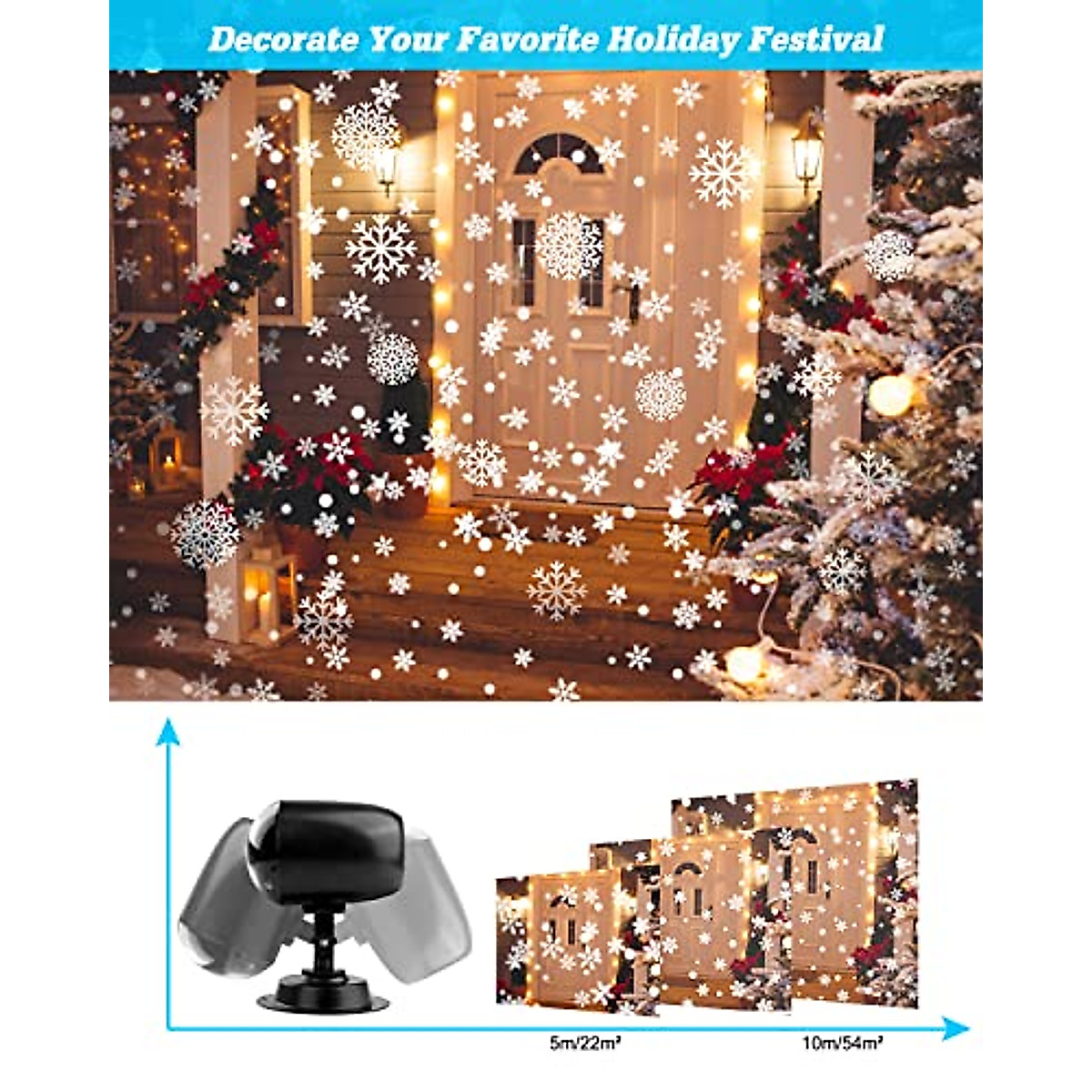 Christmas Projector Lights Outdoor Snowflake Projector Holiday Projection with Remote IP65 Waterproof for Themed Holiday Party