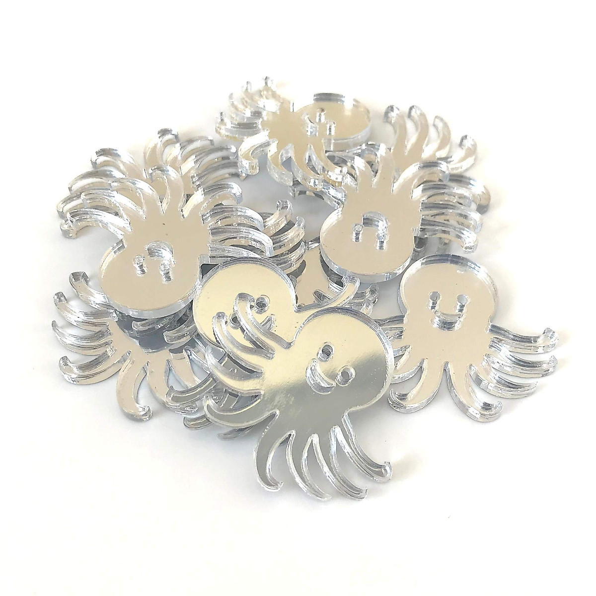 Super Cool Creations Octopus Shaped Crafting Mirrors, Set of 10, Many Colours, Shatterproof Acrylic, Bright Green, Pack of 10 x 4cm