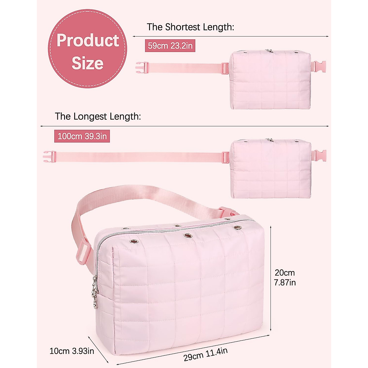 Aeelike Yarn Waist Bag, Portable Yarn Crossbody Bag Small Yarn Storage Bag for Holding Yarn Crochet Hooks Knitting Needles, Lightweight & Easy to Carry Yarn Bag, Pink