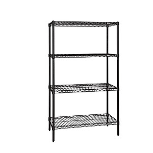 QUANTUM STORAGE SYSTEMS WR54-1248BK Starter Kit Wire Shelves Black Epoxy 4 Shelves 54" H x 48" W x 12" D