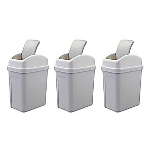 Sosody 4.5 Gallon Swing Top Garbage Can, Plastic Trash Bin with Lid, 3 Pack
