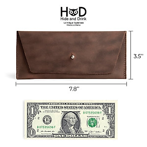 Hide & Drink, Long Utility Pouch, Stylish Wallet for Carrying and Storing Cash, Clutch Bag, Full Grain Leather, Handmade, Bourbon Brown