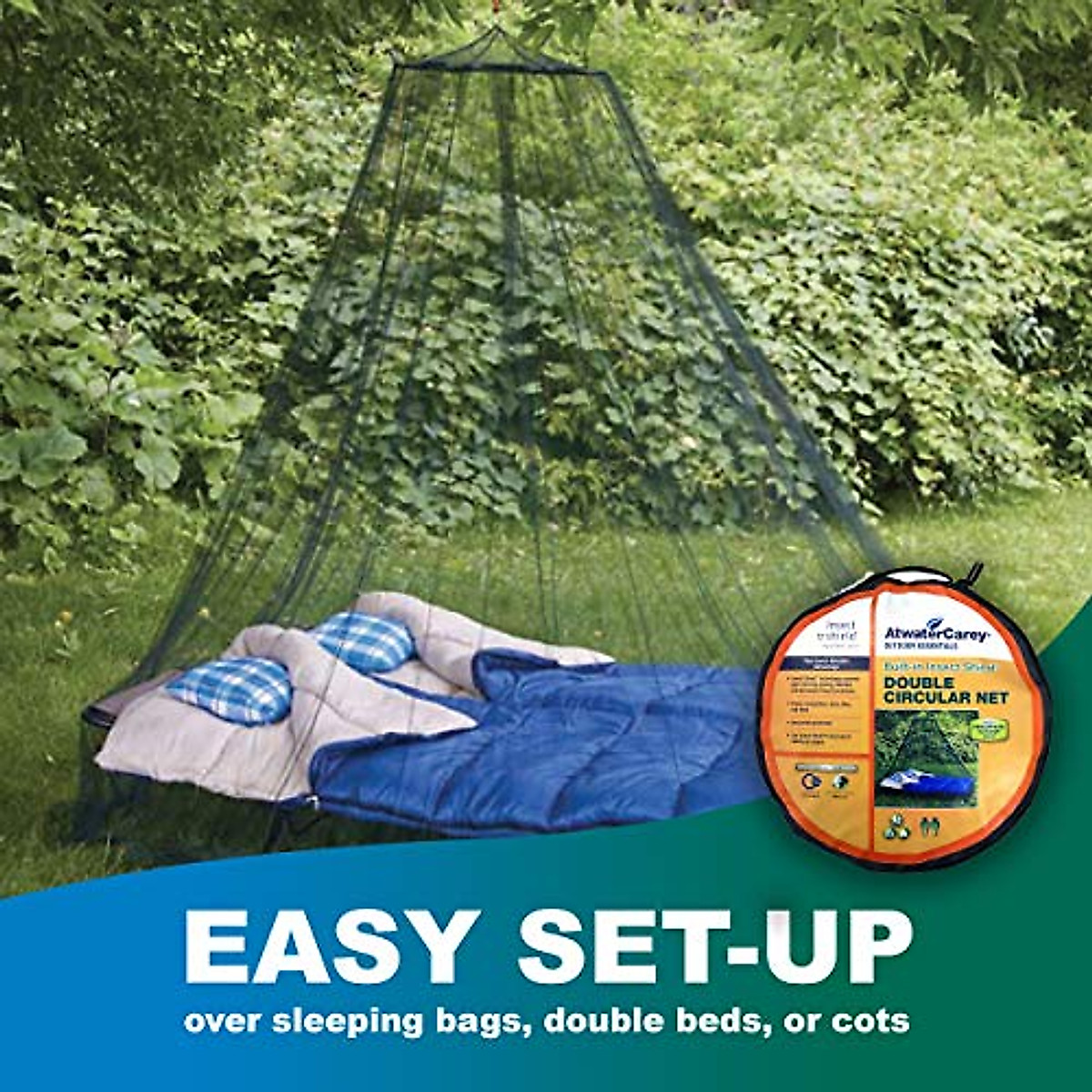 Atwater Carey Double Circular Bed Mosquito Net Treated with Insect Shield Permethrin Bug Repellent, Green Bed Net, One Size