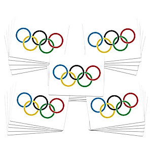 FashionTats Small Olympic Rings Temporary Tattoos | 25 pack | Skin Safe | MADE IN THE USA | Removable