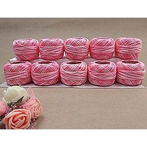 S2J Lot of 10 Pieces Anchor Tatting Crochet Cotton Thread Variegated Skein Yarn Ball