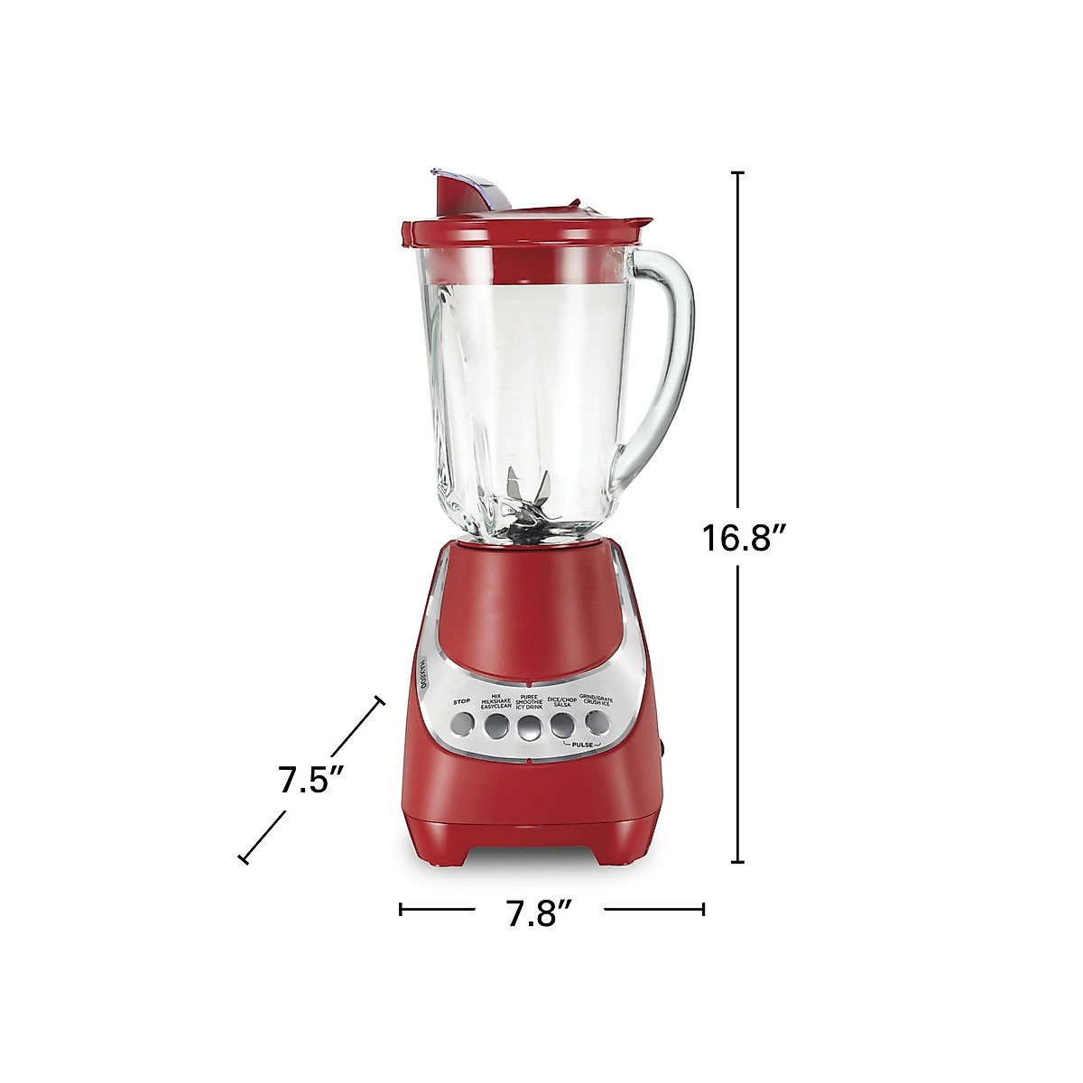 CALFEE Quiet Blender, 48 oz. Glass Jar, 12 Blending Functions, Red