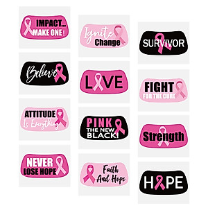 Breast Cancer Awareness Face Tattoos Temporary - Pink Ribbon /Walk/Football/Run/Fundraising Giveaways Favors 144Ct