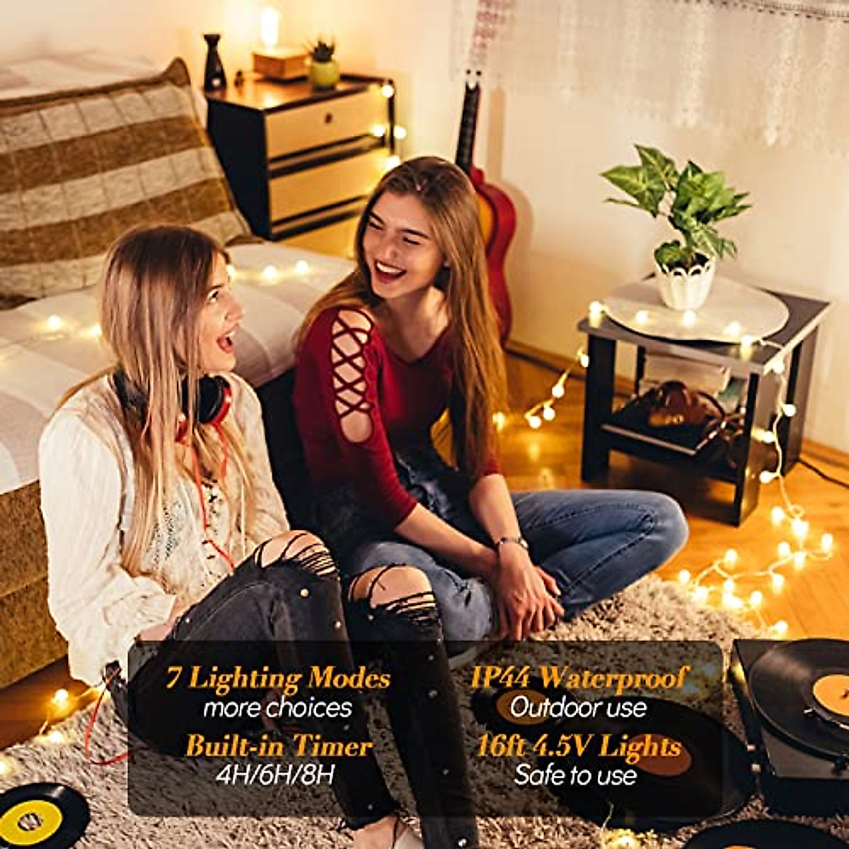 ALOVECO LED String Lights 16ft 50 LED Battery Operated String Lights Color Changing with Remote Waterproof Globe Starry Fairy Lights for Outdoor Indoor Bedroom Garden Christmas Halloween Party(RGB)