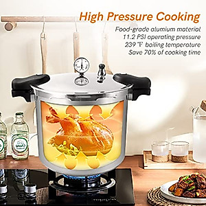 RemixOri Pressure Canners for Canning Jars, 23qt Canner Pressure Cooker for Canning, 23 Quart Canning Pressure Cooker Canner with Gauge & 1 Steaming Rack Included, Aluminum Polished, Quick Heat-up for Food Preserving