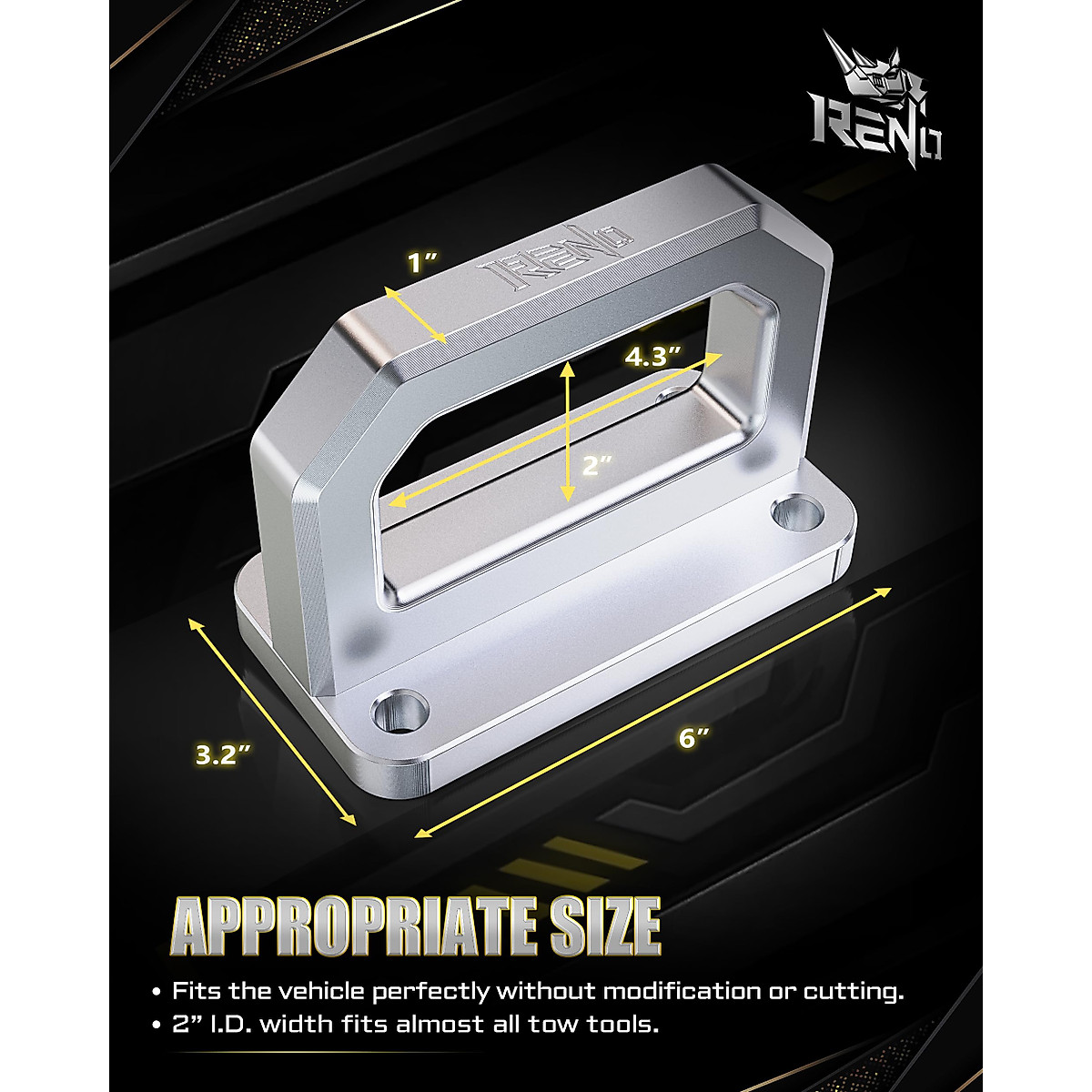 RENO Aluminum Front Tow Hooks, Heavy Duty Show Hook D-Ring Shackle Compatible with 2003-2018 Ram 2500 3500 2WD & 4WD Truck Recovery - Replace OEM 68171791AA, 52020587AB (2Pcs, Silvery)