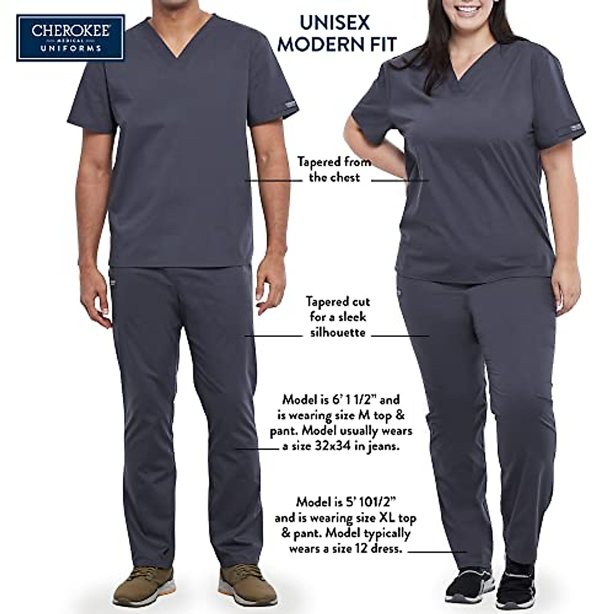 Cherokee Men & Women Scrubs Top Workwear Revolution 1 Pocket Tuckable V-Neck WW625, XL, Black