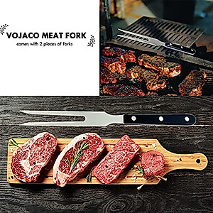 Carving Fork, VOJACO Meat Forks, 10 Inch Long Stainless Steel Forks for BBQ, Barbecue, Serving, Cooking, Grilling, Roasting (2, 10 Inch)