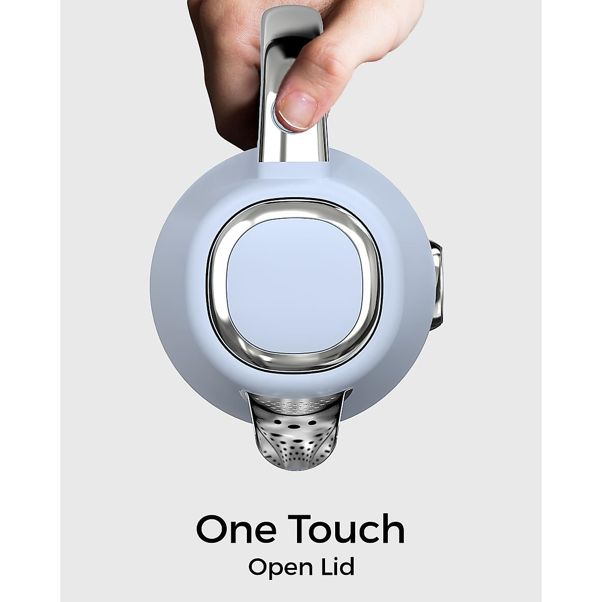 LONGDEEM Electric Kettle Quick Heating, Hot Tea Water Boiler with Thermometer 1.7L Stainless Steel Cordless LED Indicator 1500W, Auto Shut-Off & Boil Dry Protection, Easy to Clean, Blue