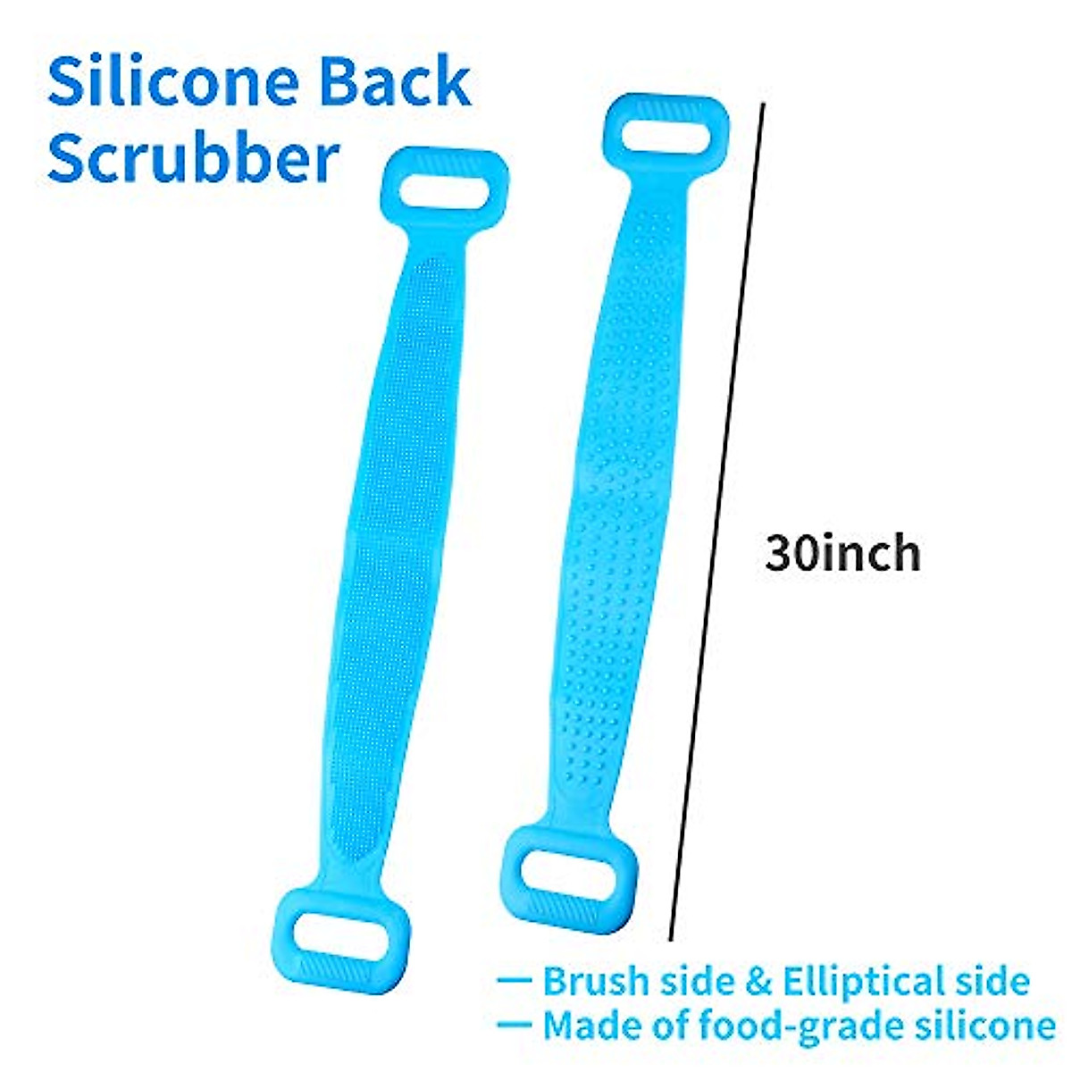 Silicone Bath Body Brush - Silicone Body Back Scrubber Lathers Well Bath Shower Towel Silicone Body Wash Scrubber (Blue)