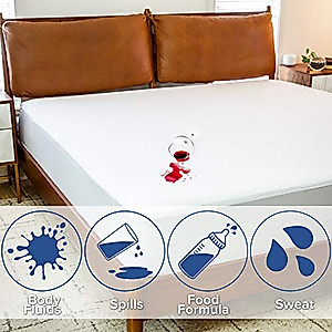 Flash Furniture Capri Comfortable Sleep Premium Fitted Waterproof, Vinyl Free Mattress Protector - Comfortable, Breathable, Quiet, Quilted Fabric Protection - Full, White