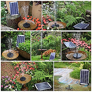 AISITIN 5.5W Solar Fountain Pump Built-in 1500mAh Battery, Solar Bird Bath Fountain with 6 Nozzles, Solar Floating Water Fountain Pump for Bird Bath, Fish Tank, Pond, Garden and Outdoor