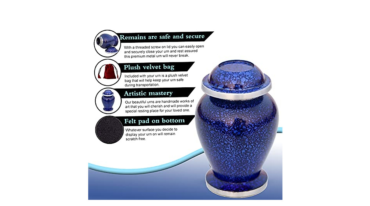 Small Marble Blue Urn for Ashes | Elegant Memorial Keepsake