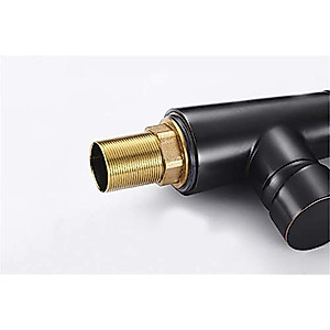 Kitchen Mixer Sink Faucet Brass Black with Chrome∕Nickel Torneira Tap Kitchen Faucets Hot Cold Deck Mounted Bath Mixer Tap with Aerator Single Handle,Red (Color : Black with Chrome)