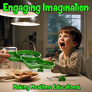 Funwares Green Tractor Engaging Kids' Dinnerware Set: Durable, Divided Plate, Fun Fork and Spoon, Ideal for Picky Eaters, Educational Mealtime, Easy Cleaning, Gift for Toddlers