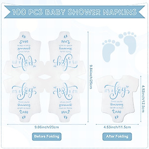100 Pcs Small Baby Shower Napkins Blue It's a Boy Baby Shower Decoration Disposable Paper Napkins for Baby Shower Gender Reveal Party Supplies