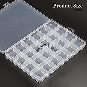 RYKOMO 4 Pack Clear Plastic Organizer Box 24 Grids Plastic Organizer Box with Fixed Dividers Clear Storage Container Jewelry Box for Beads Art DIY Crafts Jewelry Hair Accessories
