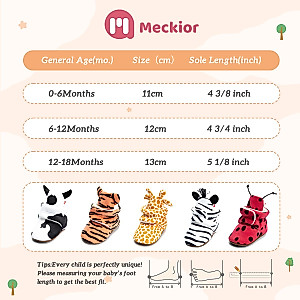 Meckior Unisex Newborn Baby Cozy Cotton Cow Booties Toddler Boys Girls Fleece Winter Keep Warm Socks Shoes Infant Cute Cartoon Crib Boots First Walker Shoes Soft House Slippers 0-18 Months