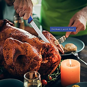 DRAGON RIOT Premium Butcher Breaking Knife, 10 Inch Curved Cimeter Knife-Meat Trimming Butcher Knife Turkey Carving German Stainless Steel with Fibre Handle