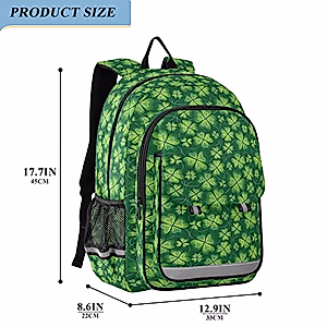 ALAZA Dark Green Clover St Patrick's Day Backpack Bookbag Laptop Notebook Bag Casual Travel Trip Daypack for Women Men Fits 15.6 Laptop
