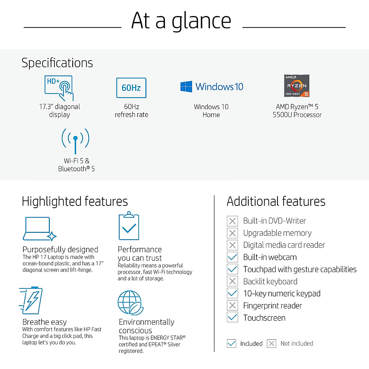 HP 2022 17 17.3" Touchscreen Laptop, Hexa-Core AMD Ryzen 5 5625U up to 4.2GHz(Beat i5-1145G7), 12GB DDR4 RAM, 1TB HDD, 802.11AC WiFi, Bluetooth 5.0, Webcam, Windows 11, BROAG 64GB Flash Stylus