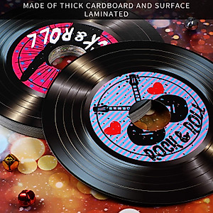 Boao 35 Pieces 7 Inch 1950's Rock and Roll Party Decorations Retro Aesthetic Records Signs for Wall Decor 50's Theme Party Decorations Music Party Supplies (50s Rock Party Decorations)