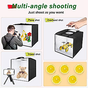 Portable Photo Studio Light Box, 12” × 12” Mini Photo Lightbox & Small Tripod Kit for Product Photography with 96 LED Lights and 6 Colored Backdrops