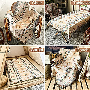 HKCDUUT Boho Throw Blanket - Soft Warm Knit Blanket with Tassels, Woven Cotton Aztec Blanket, Native American Blanket, Southwestern Decorative for Travel Couch Bed Camping Farmhouse Outdoor