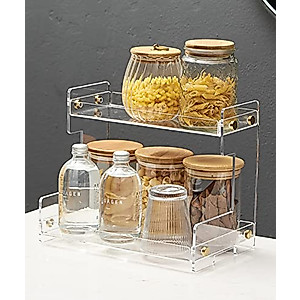 Bathroom Organizer Countertop, Acrylic Bathroom Counter Organizer Shelf Storage Rank Tray, Bathroom Accessory, Clear Lotion Makeup Vanity Organizer, Spice Organizer Holder for Bathroom Kitchen 2tier.