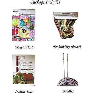 Cross Stitch Kits for Beginners Poppy & Mouse Stamped Cross-Stitch Paint Needlework DIY 14CT 2 Strands Cotton Thread Printed DIY Needlepoint Kits DMC Craft Needlework 33×33cm